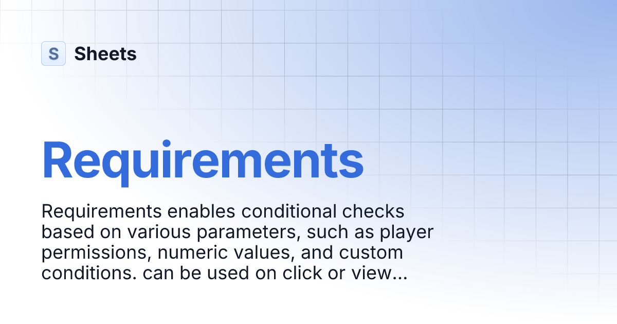 Requirements | Sheets